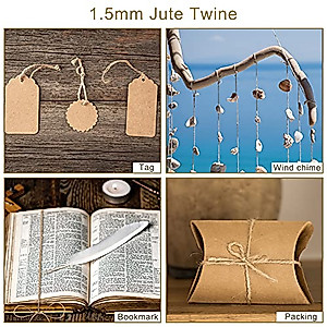 Handyman Crafts Natural Jute Twine Hemp Rope (1.5mm/2mm/3mm/6mm) Durable String for Handmde Crafts,Gardening Applications,Home Gardening,Cat Scratching Post,Gift Packaging. (3mm*328ft)