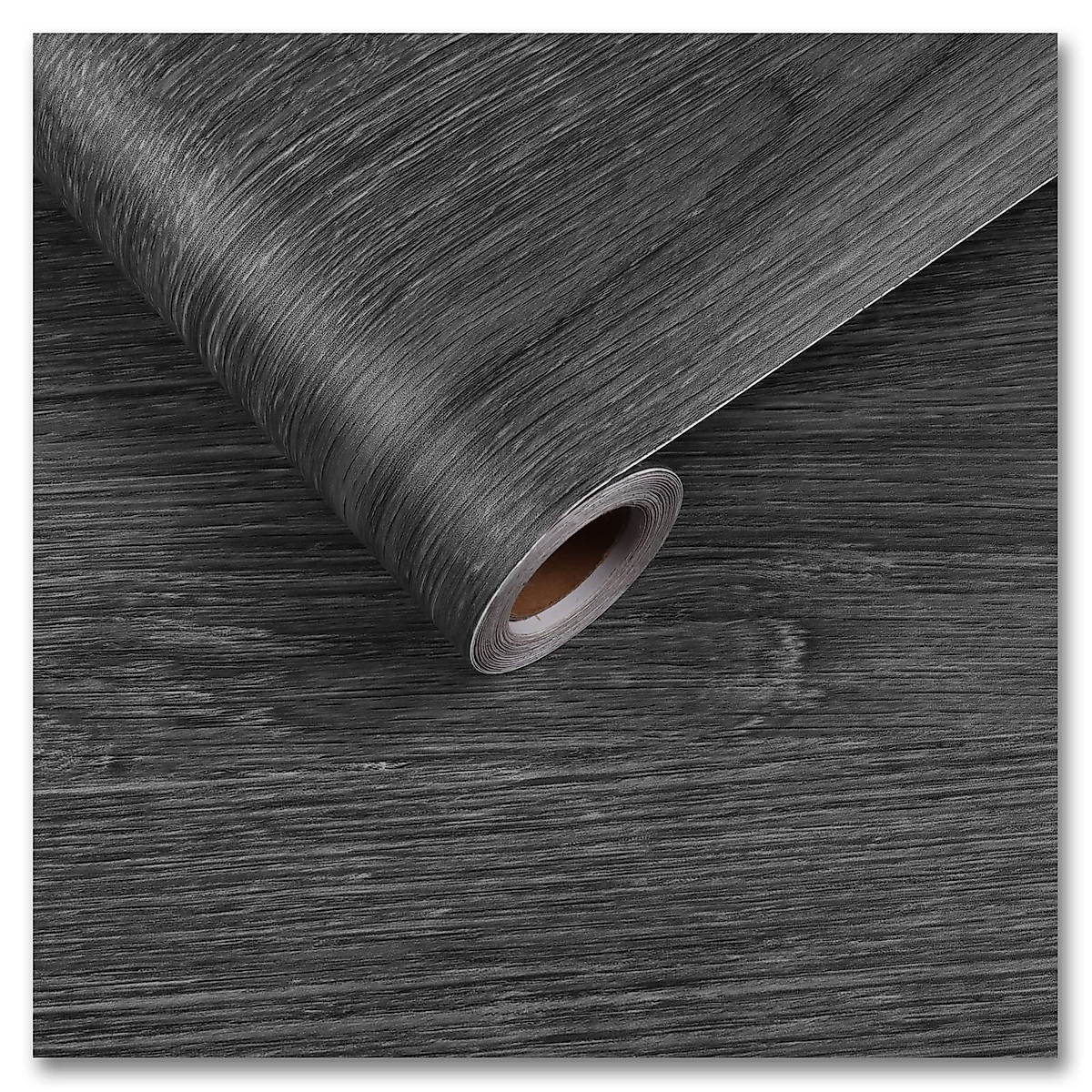 CRE8TIVE Dark Grey Wood Contact Paper 12"x80" Self Adhesive Faux Wood Wallpaper Peel and Stick Countertops Waterproof Thick Rustic Wood Grain Vinyl Wrap for Kitchen Bedroom Cabinets Table Shelves