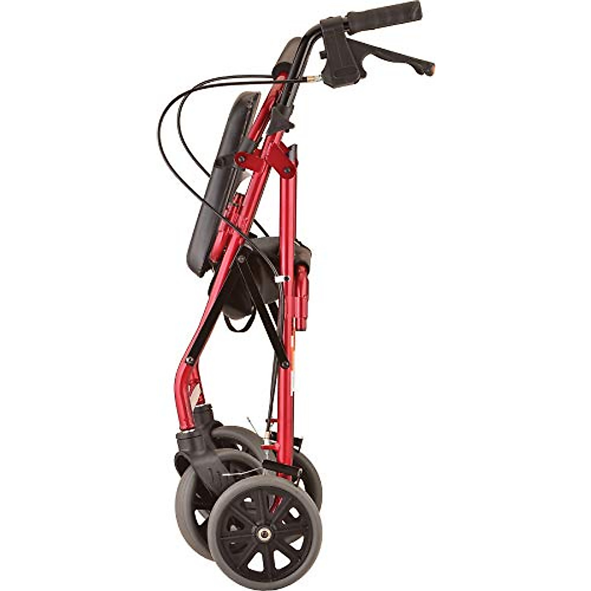 NOVA Zoom Rollator Walker with 22” Seat Height, Rolling Walker with Locking Hand Brakes, Padded Seat and 8” Wheels, Color Red
