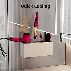 ZASIMO Wall Mount Hair Tool Organizer, Acrylic Hair Dryer Holder with 2 Stainless Steel Cup, Bathroom Accessories Storage for Blow Dryer, Curling Wand, Flat Iron, Hair Straighteners