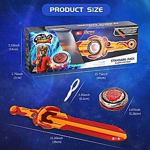 Bey Blade - Infinity Nado Bey Blade Stadium - Battling Tops Burst Toy for Boys Grils Age 8-12 - Including Gaming Top Toys, Sword Launcher - Blazing War Bear, Flame Red