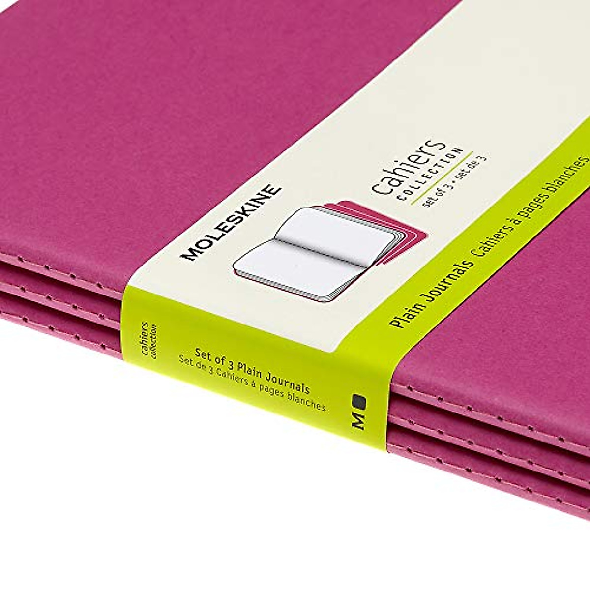 Moleskine Cahier Journal, Soft Cover, XL (7.5" x 9.5") Plain/Blank, Kinetic Pink, 120 Pages (Set of 3)