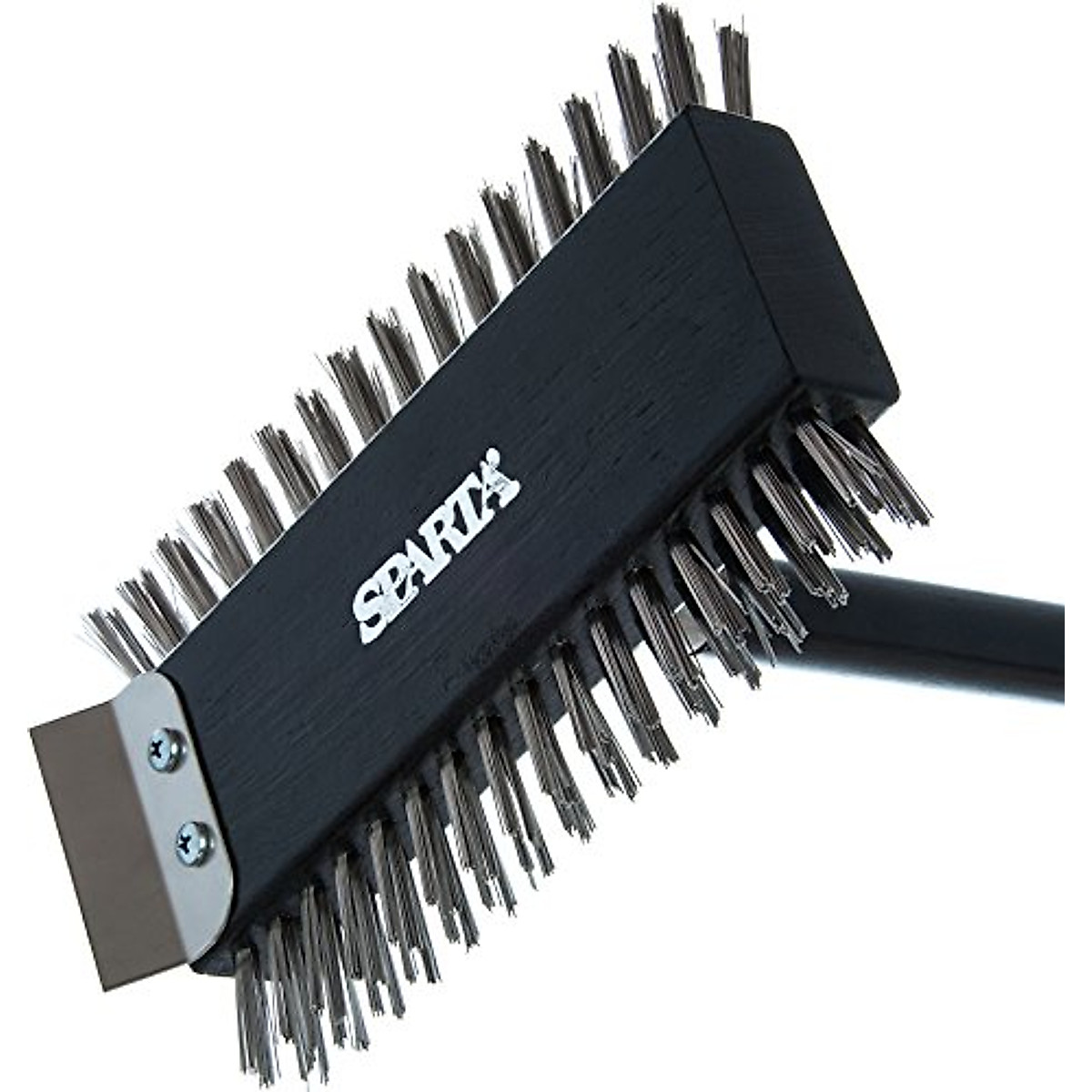 SPARTA 4029000 Stainless Steel Grill Brush, Grill Scraper With Metal Bristles, 30.5 Inches, Black