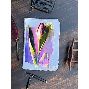 Watercolor Paper - Art Paper - Mixed Media Paper - Water Color Paper - Vintage Paper - 150 GSM Water Color Paper for Artists - Handmade Cotton deckled Edge Paper (A4 (11.7' X 8.3'), Off White)