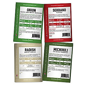 Asian Vegetable Seeds for Planting 8 Packets Bok Choy, Michihili (Napa) Chinese Cabbage, Tatsoi, Onion, White Radish, Serrano, Eggplant for Your Non GMO Heirloom Vegetable Garden by Gardeners Basics