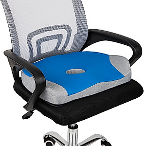 Mind Reader Office Chair Cushion, Ergonomic, Orthopedic, Portable, Car, Memory Foam, 18.25" L x 14.25" W x 2.75" H, Blue/Gray