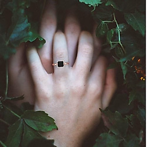 2.0 ct Princess Cut Solitaire Natural Black Onyx Engagement Wedding Bridal Promise Anniversary Ring 18K Rose Gold Size 3.5