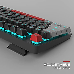 MageGee Mechanical Gaming Keyboard, 104 Keys Blue Backlit Keyboard with Red Switches Double-Shot Keycaps, USB Wired Mechanical Computer Keyboard for Laptop, Desktop, PC Gamers(Gray & Black)