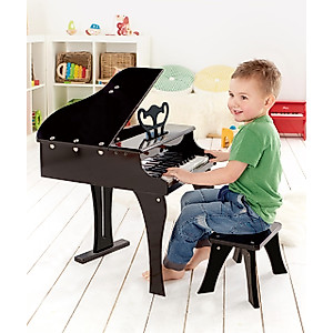 Hape Classic Grand Black Piano| Thirty Key Wooden Keyboard Musical Toy Set for Kids Age Year 3 and up
