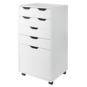 Winsome Halifax Bins & Drawers Multi-Storage Tall Mobile Cabinet, White