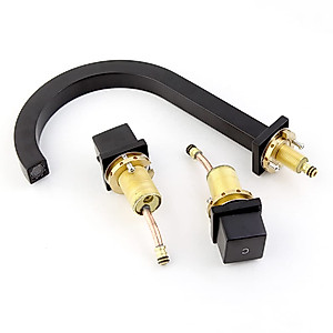 POP SANITARYWARE 2-Handle 8 Inch Matte Black Widespread Bathroom Faucet 3 Hole Bathroom Sink Faucets Lavatory Vanity Basin Faucets