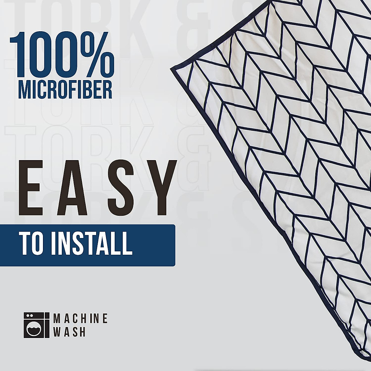 STORK & STYLE Modern Nursery Crib Set - 3 Piece - Microfiber Nursery Bedding Set for Baby Boys or Baby Girls - Navy Blue