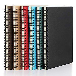 EUSOAR A5 Spiral Notebook, 6 Pack 5.5" x 8.3" 120 Pages Lined Travel Writing Notebooks Journal, Memo Notepad Sketchbook, Students College Office Business Subject Diary Ruled Spiral Book Journal