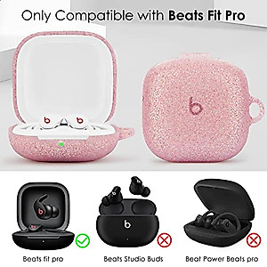 Beats Fit Pro Case Cover, Filoto Silicone Beats Fit Pro Earbuds Case for Women with Cute Pompom Keychain Shockproof Protective Case Accessories (Rose Gold)