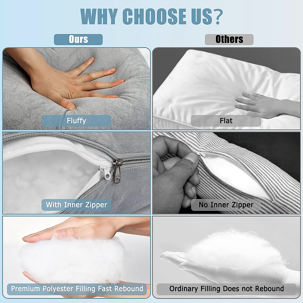 RIJINHONGMU Pregnancy Pillows, U-Shape Full Body Pillow – Grey