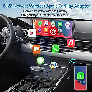 Geohyecc Wireless CarPlay Adapter for iPhone,2023 Newest Apple CarPlay Wireless Dongle for OEM Factory CarPlay Cars,Built-in 5G Chip&5.8 GHZ WiFi Rate,Auto Connect No Delay Online Update,Plug&Play
