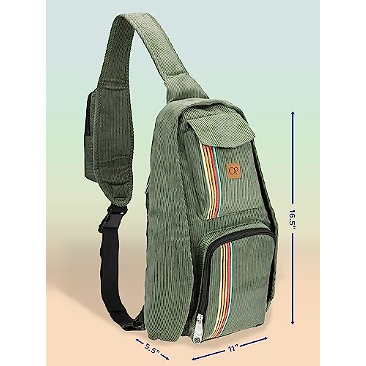 Ocean Pacific Crossbody Sling Bag for Travel, Sports, Beach, Hiking, Work, Casual Daypack for Men Women (Olive)