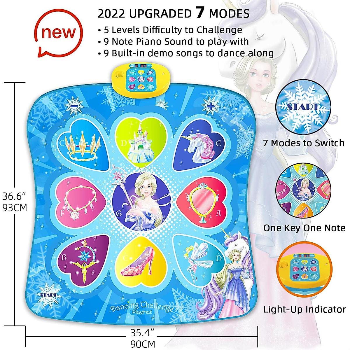 SUNLIN Dance Mat, Gifts Toys for Girls 3 4 5 6 7 8 Years Old, Frozen Theme Toys, Dance Pad with 7 Game Modes, 5 Challenge Levels, 9 Built-in Music, Birthday Gifts for Kids Ages 3-12