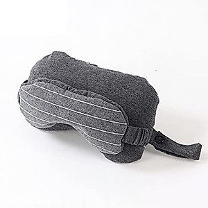 MYRRHE Travel Pillows， Travel Neck Pillow with Eye Mask Portable Head Neck Cushion Airplane Flight Sleep Rest Airplane Office Napping Sleeping Pillows (Color : Black)