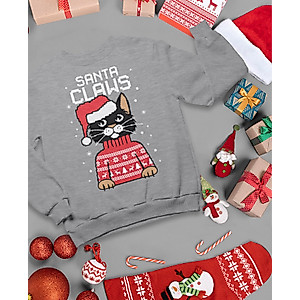Tstars Santa Claws Sweatshirt Women Teen Girls Cat Ugly Christmas Sweater Style Medium Gray