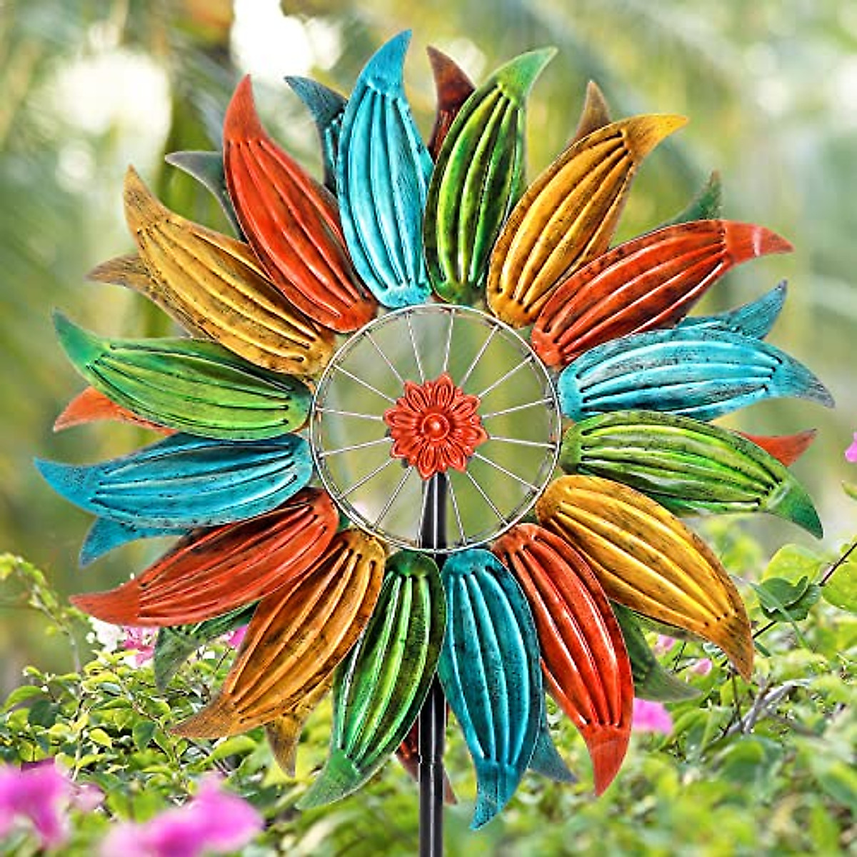 aboxoo 360 Wind Spinner,Extra Large Wind Spinners 22.8in Outdoor Clearance Metal Kinetic Spinners with Strong Wind Resistance,Garden Windmill for Yard and Garden Lawn