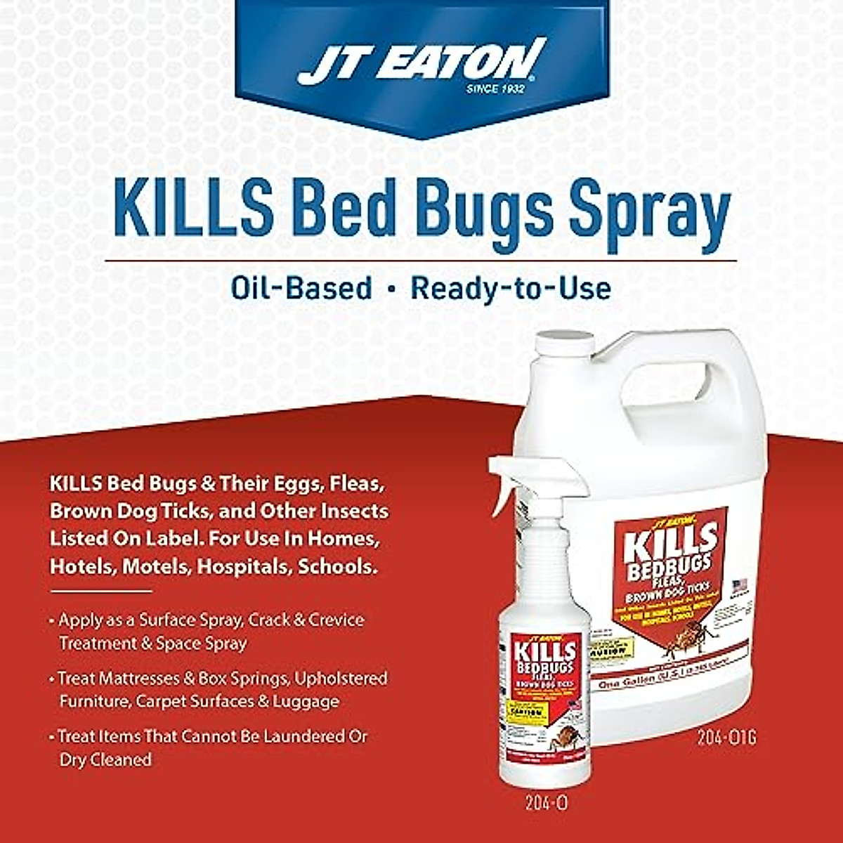 JT Eaton Kills Bedbugs 204-O1G Bed Bug Killer Ultra, Non-Staining Oil Based Insect Spray for Indoors (1 gal)