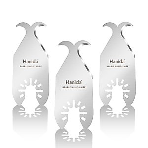 Hanida 3 Pcs Oscillating Saw Blades, Oscillating Multi Tool Hook Knife Blades, Multitool Blades for Cutting Roofing Shingles, PVC Carpet, Cardboard, fit Dewalt Milwaukee Rockwell Bosch Dremel Ryobi