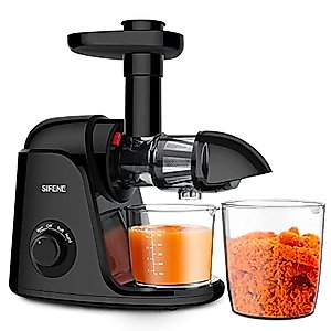 SiFENE Slow Juicer, Cold Press Juicer, Masticating Juicer Machines, Juice Maker Extractor, Juice Squeezer, Brush& Recipes Included