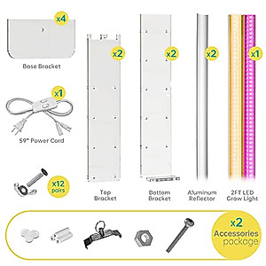 Grow Light with Plant Stand, 2FT T5 Grow Lights for Seed Starting, 30W Full Spectrum Plant Light for Indoor Plants, Height Adjustment, Indoor Garden with LED Grow Light by Bstrip