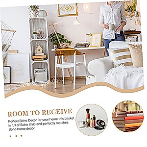 Alipis Rope Storage Blue Woven Storage Baskets Storage Bins for Clothes Weave Basket Storage Basket for Nursery Woven Tassel Containers Bathroom Towels Baskets Sundries Holder Cotton Baby