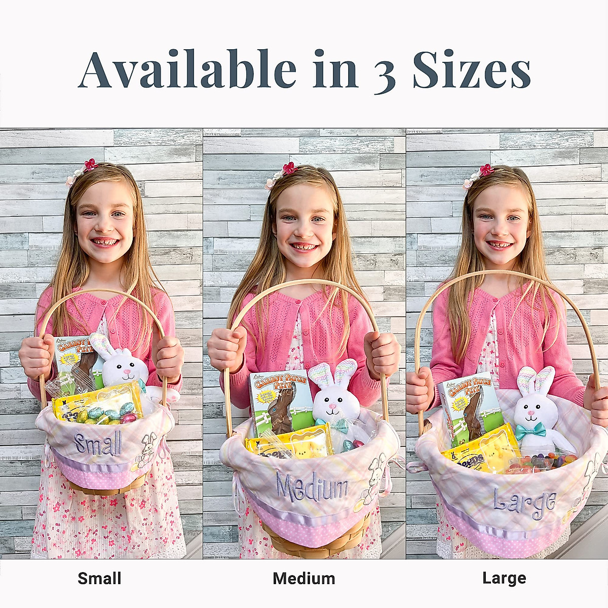 Let's Make Memories Personalized Easter Basket - Create Your Own - Wicker Basket - Embroidered Liner - Large - Blue Bunny Applique