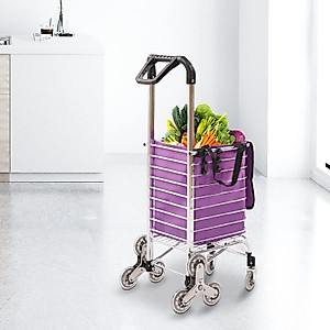 Vintoro 35L Multifunctional Cart Basket with Wheel, Portable Rolling Utility Cart, Compact Lightweight Collapsible Upgraded Shopping Cart, for Loading Vegetable Food Water Oil Beverage,Silver+Purple
