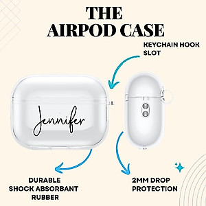 MARBLEFY Personalized AirPods Pro 2 Case with Keychain and Running Strap, Protective Clear Airpod Pro 2nd Generation Cover with Custom Name (Personalized)