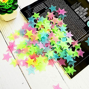 500Pcs 3CM Glow in The Dark Wall Decals Stars Stickers for Home Ceiling Wall Baby Kids Bedroom (Multicolor)