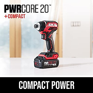 Skil PWRCORE 20 Brushless 20V 1/4 in. Hex Compact Impact Driver Kit with 3-Speed & Halo Light & One-Handed Collet Includes 2.0Ah Battery and Charger- ID6739B-10