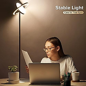 FIMEI Floor Lamp, Sky Modern Bright Standing Lamp with Rotatable Outer Ring Light, 3 Color Temperature and Stepless Dimming, Remote/Touch Independent Control for Living Room Bed Room Office, Black