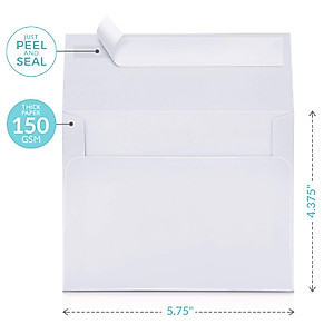 Sweetzer & Orange A2 Envelopes White Envelopes Self Seal (50 with Box). Luxury 150gsm For Greeting Card Envelopes and Invitation Envelopes 4-3/8 x 5-3/4, RSVP Envelopes, Plain Mailing Envelopes