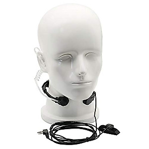 Flexible Throat Mic Microphone Covert Acoustic Tube Tactical Walkie Talkies Earpiece Headset with Finger PTT is Compatible with Retevis H-777 Baofeng Uv-5r 666s 777s 888s Kenwood Pro-Talk XLS 2pin