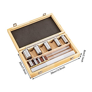 18Pcs Keyway Broach Kit,B-1/8'',3/16" C-1/4'',3/8",HSS CNC Metalworking Cut Tool Set,Keyway Broach Kit Inch Size,9 Collared Bushings 5 Shims Industrial Tools for Lathe