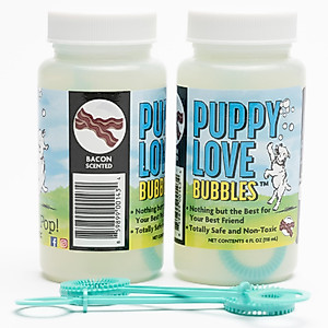 Puppy Love Bubbles, Bacon Scented Bubbles 4oz. Bottle-2 Pack in Bacon Flavor for Dogs
