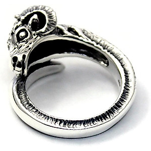 COSUMOSU 925 Sterling Silver Goat Aries Open Ring Adjustable