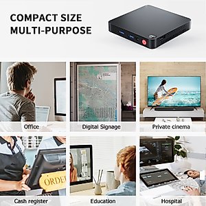 Beelink T4 Pro Mini PC, Intel N3350(Up to 2.4GHz), 4G LPDDR3 64G eMMC Mini Computer, Mini Desktop Computer Support Dual HDMI 4K Display Output/WiFi5/BT4/Gigabit Ethernet for HTPC/Office