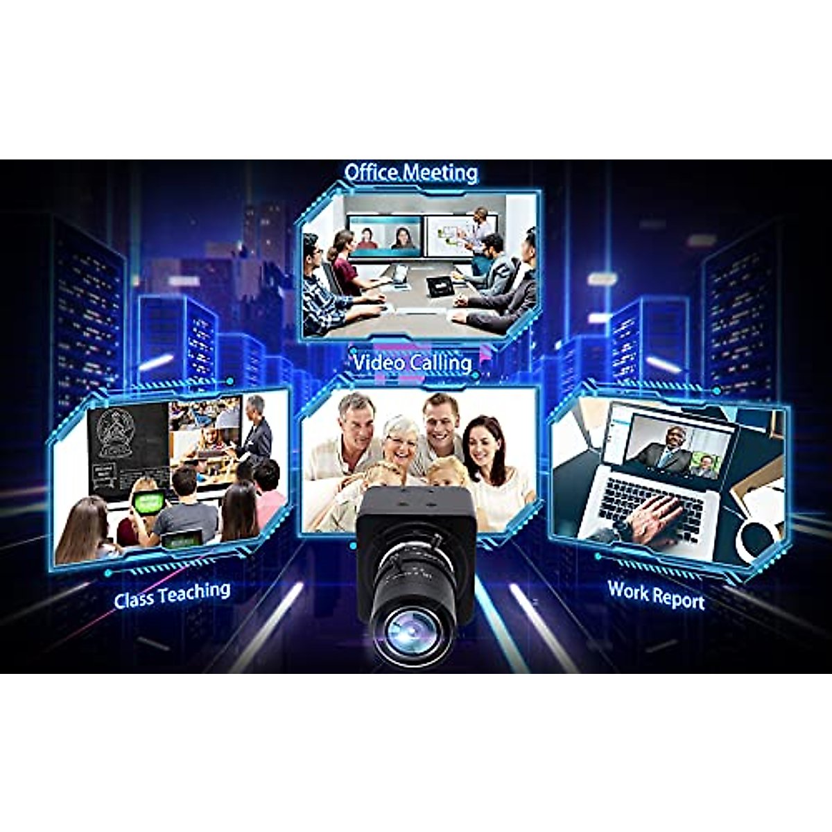1080P USB Camera with Microphone Manual Zoom 5-50mm Webcam Variable Focus PC Camera H.264 Mini UVC USB2.0 USB with Camera for Computer Audio Video Close-up Camera Zoomable Web Camera