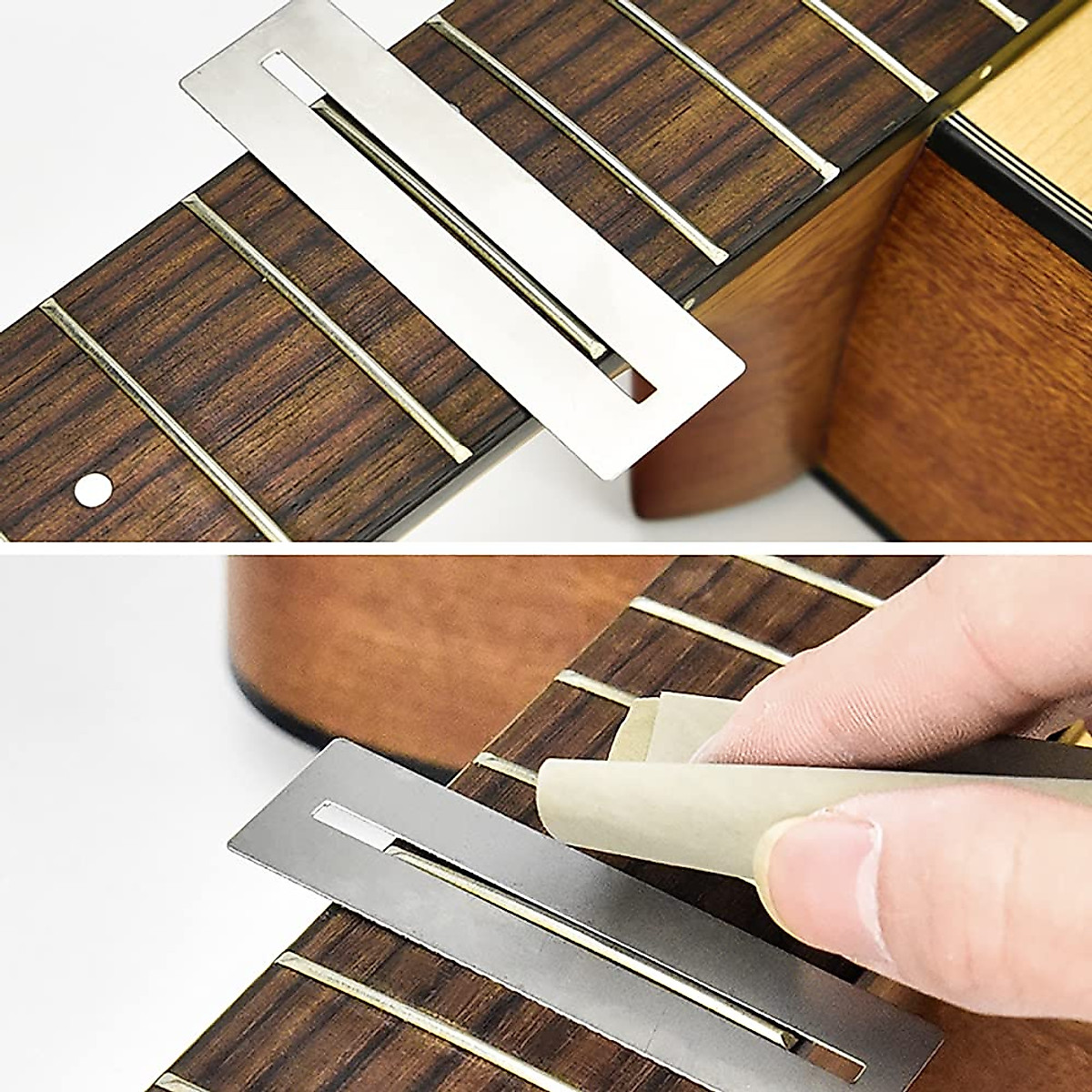 SOUJOY 17 Pieces Guitar Luthier Tool Set, Including Fret Rubber Hammer, Fret Crowning File, Fret Leveling Beam Sanding Leveler Beam, Fret Rocker, Fingerboard Guards, String Spreaders