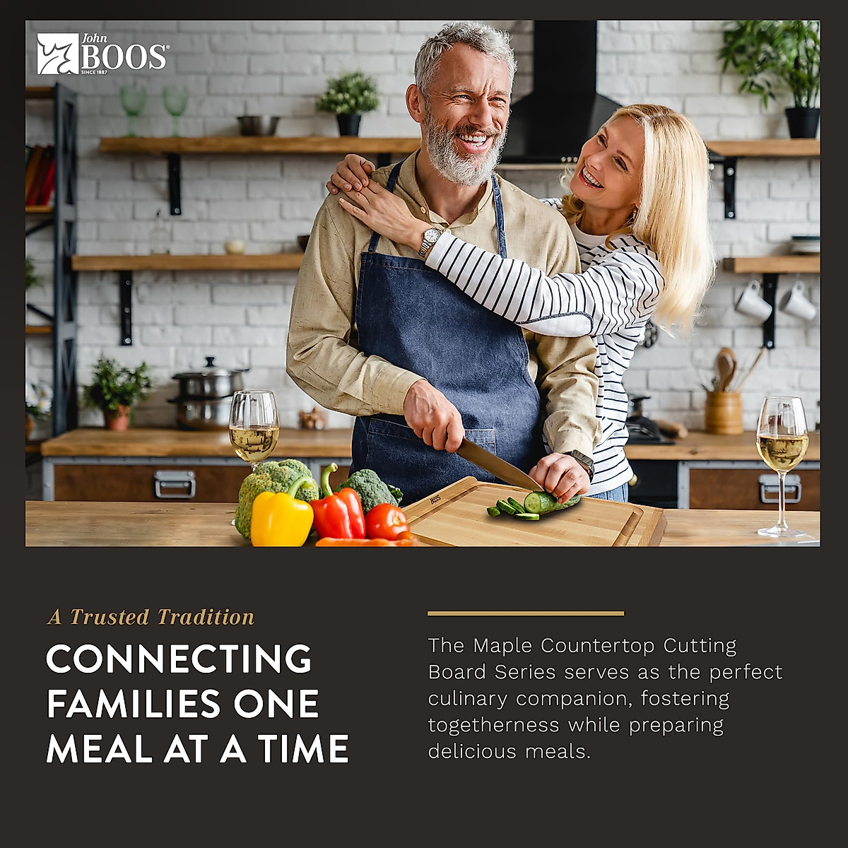 John Boos Block KNEB23 Maple Wood Countertop Reversible Edge Grain Cutting Board with Gravy Groove, 23.75 Inches x 17.25 Inches x 1.25 Inches