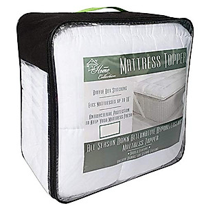 Sweet Home Collection Fiber Mattress Topper Hypoallergenic Polyester Down Alternative Soft and Comfortable Cover with Anchor Bands, King, White