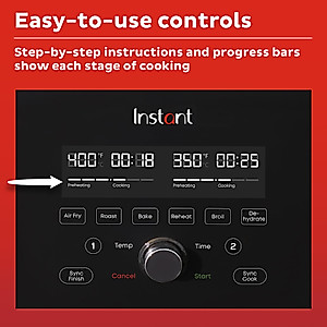 Instant Pot VersaZone 9QT Air Fryer,8-in-1 Functions with EvenCrisp Technology, Crisps,Broils, Bakes,Roasts, Dehydrates,Reheats at Same or Different Temperature, from the Makers of Instant Pot, Black