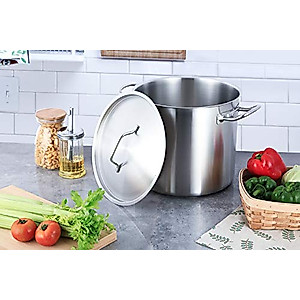 AmazonCommercial 12 Qt. Stainless Steel Aluminum-Clad Stock Pot with Cover
