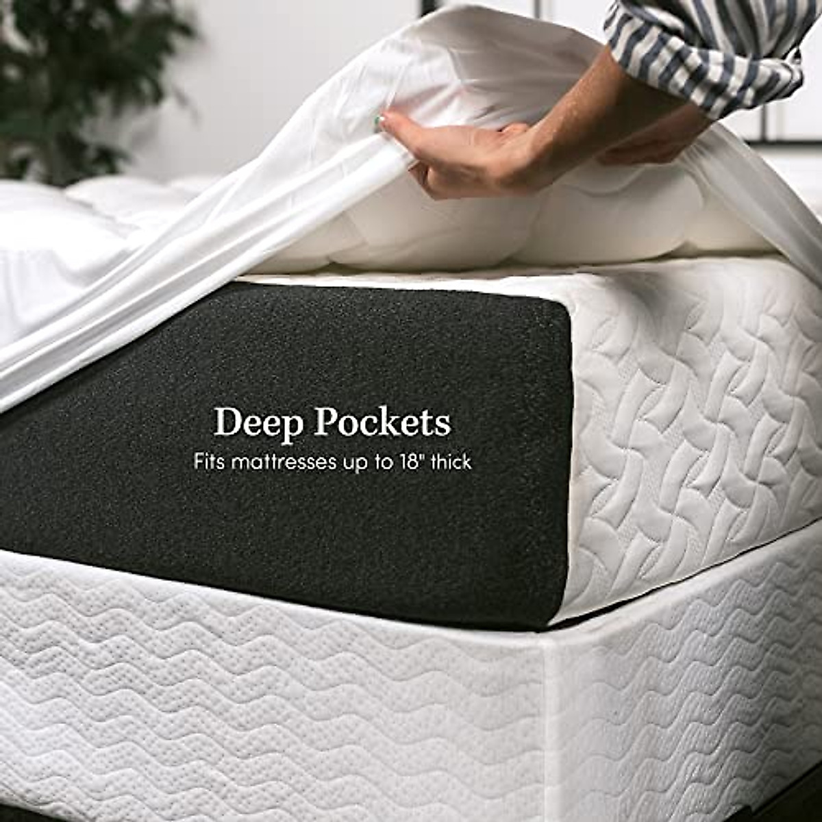 ExceptionalSheets Pillow Top Mattress Pad - Found in Marriott Hotels with Fitted Skirt and 18" Deep Pockets - Supportive Pillowtop Mattress Pad Cover with Cluster Fiber - Twin Size
