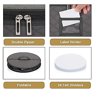 2 Pack 8" Bowl and Dessert Plate Storage Cases - China Storage Container - Stackable With Padded Interior to Store and Transport Your Fine China Dinnerware Dishes - 24 Felt Pads Included - Gray